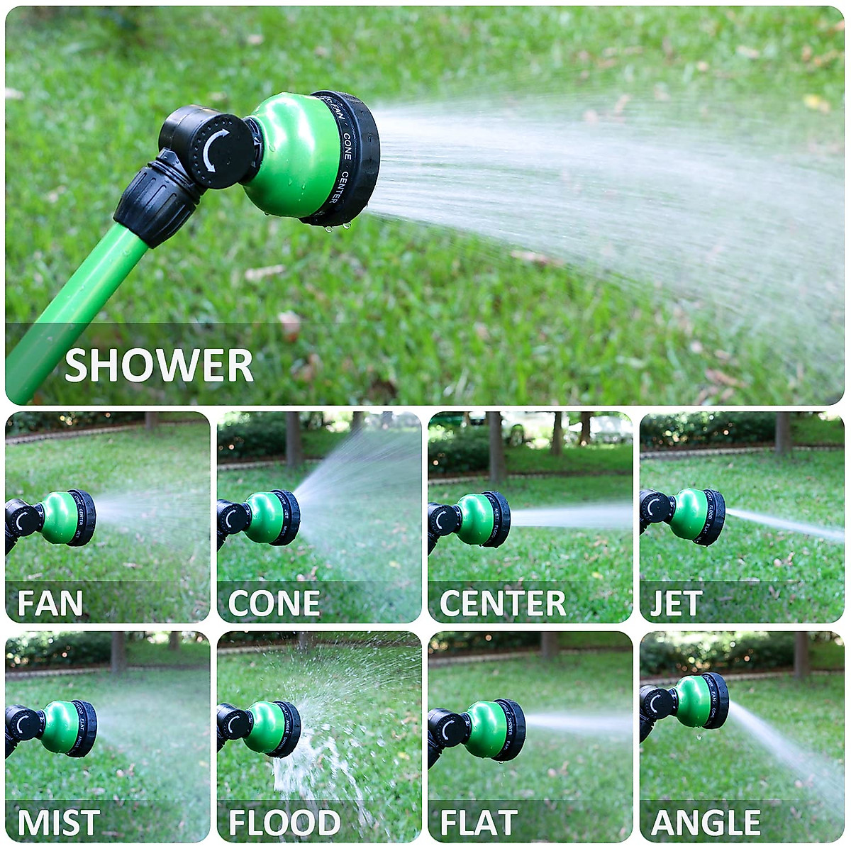 STYDDI Watering Wand 18”, Metal 9 Pattern Garden Watering Wand with Pivoting Head and Thumb Control, 18-Inch Watering Wand for Garden Hose, Ideal for Watering Hanging Basket and Shrubs, Flower, Green