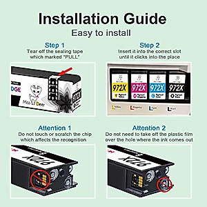 Miss Deer Upgraded Compatible 972X Black Ink Cartridges Replacement for HP 972 X 972A High Yield for HP PageWide Pro 477dw 577dw 452dn 452dw 477dn 552dw MFP P55250dw P57750dw Printers (1 Black)
