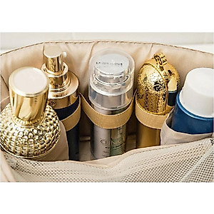 Fxkoolr Toiletry Bag for Women Hanging Makeup Bags Organizer Travel Bag for Toiletries Cosmetic Bag Waterproof Bathroom Shower Bag with Hook (Beige)