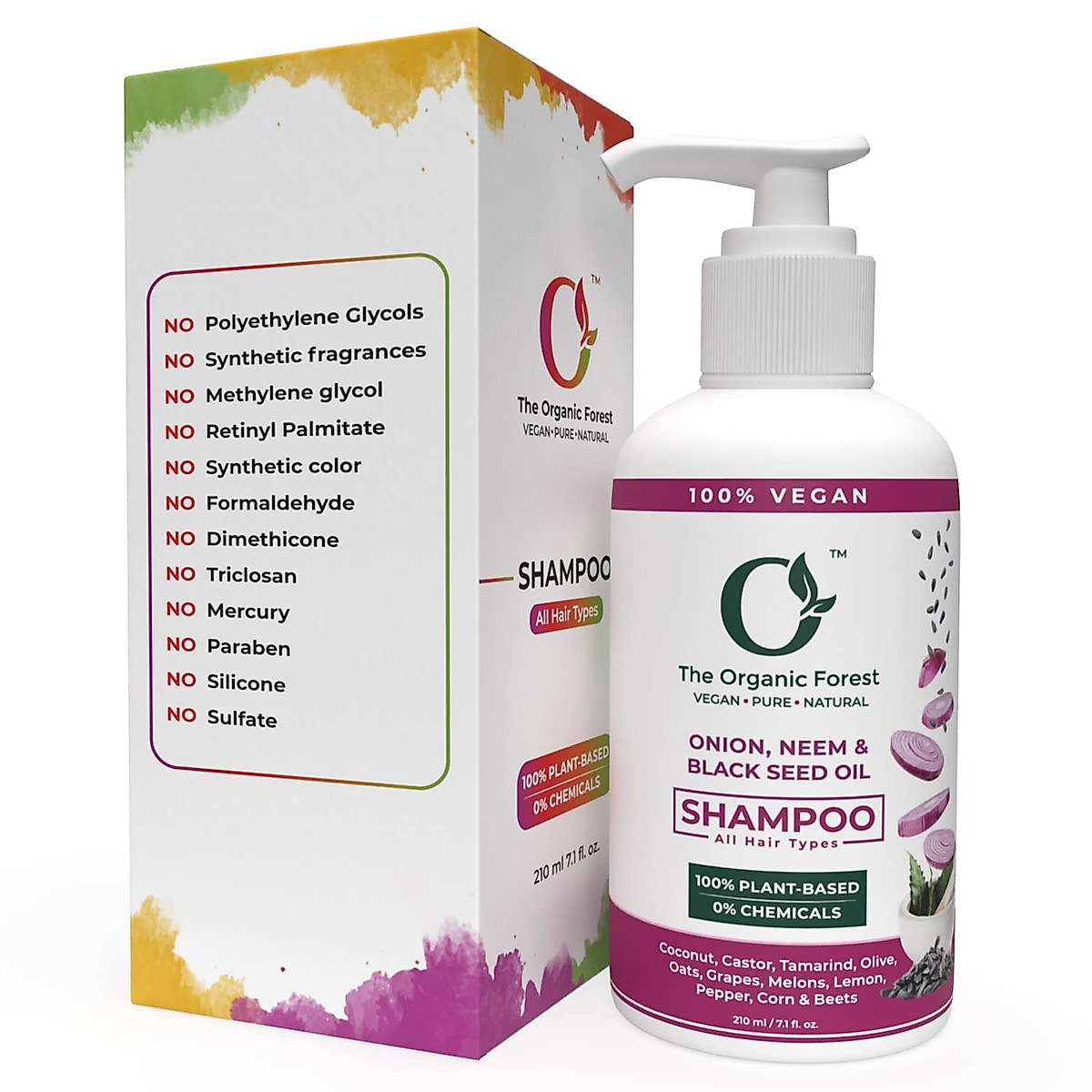 Onion Neem & Black Seed Oil Shampoo for Dull, Dry, Damaged Hair - Reduces Hair Fall, Breakage, and Scalp Itching | SLS and Sulphate-Free Natural Formula