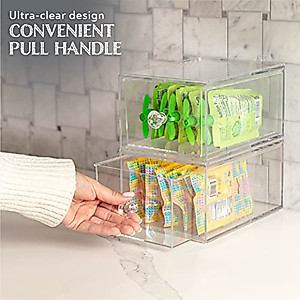Clear Drawer Organizers - Acrylic, Durable, Stackable, Pull-Out Drawer. Great for Medicine, Cosmetics, Makeup and Bathroom Organization. (4.5" High | 2-PACK)