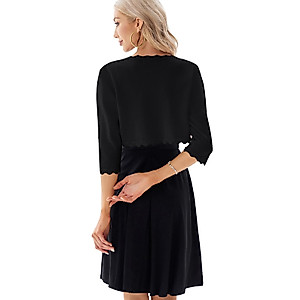 Women Open Front Cardigan Irregular Hemline Bolero Shrug Sweater Black XL