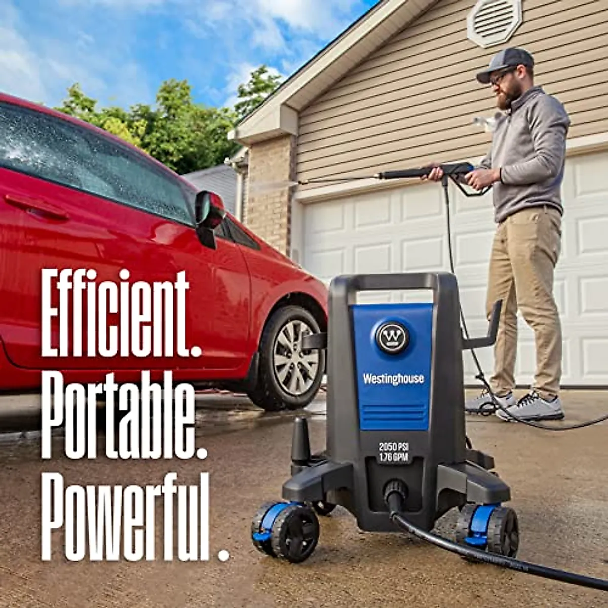Westinghouse ePX3100 Electric Pressure Washer, 2050 Max PSI 1.76 Max GPM with Anti-Tipping Technology, Onboard Soap Tank, Pro-Style Steel Wand, 5-Nozzle Set, for Cars/Fences/Driveways/Home/Patios