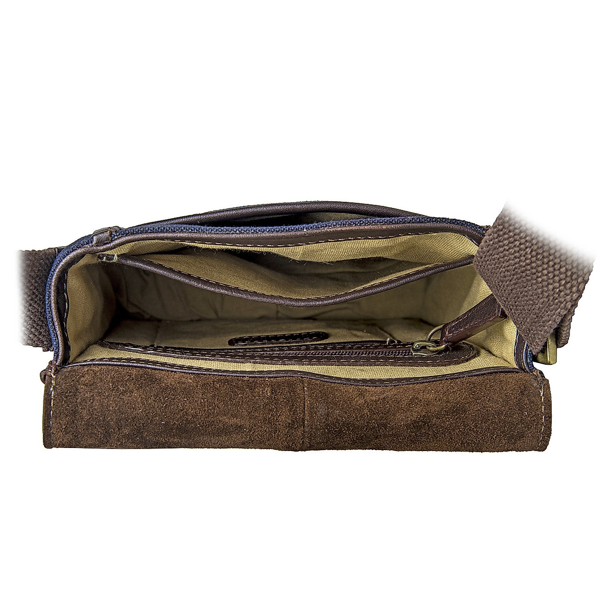 Hidesign Aiden Genuine Leather and Canvas Mini Crossbody Men/Women Messenger Bag / Travel Bag / 10.5" iPad Bag, Blue