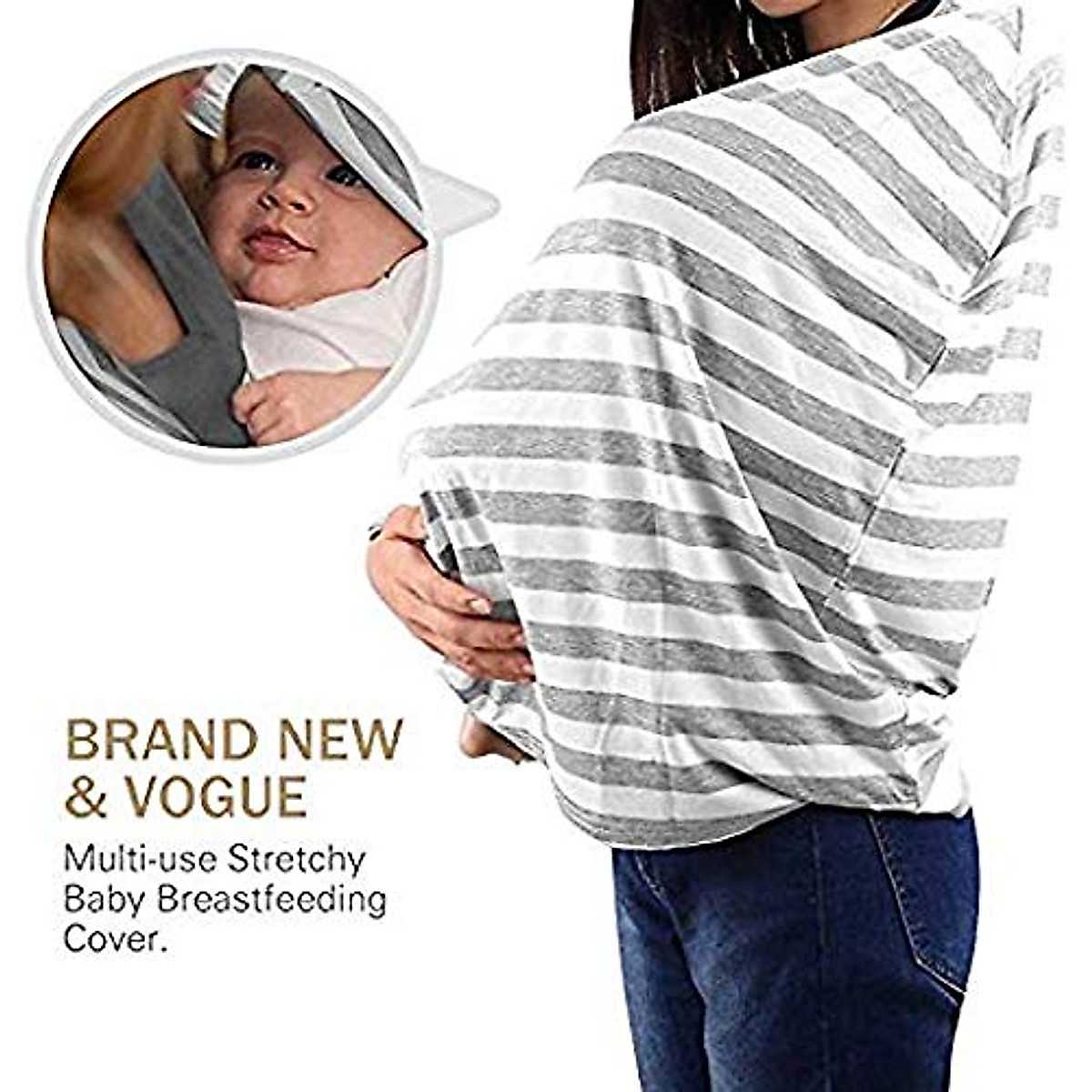 FoxSyth 5-in-1 Carseat Canopy & Nursing Cover, Stretchy & Ultra Soft Breastfeeding, Car seat & Stroller, Shopping Cart Covers for Mom