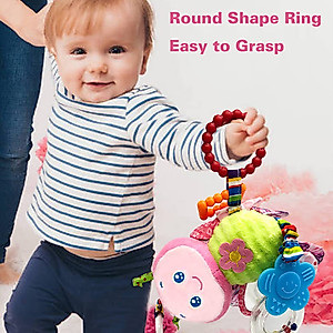 COLVWOFA Baby Hanging Rattles Toys for 0-18 Months with Teether, Clip on Toy for Stroller, Car Seat or Activity Gym, Newborn Toys Soft Cartoon Animal Gift Ideas