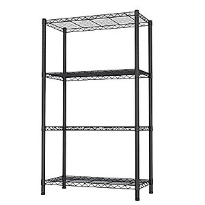 SINGAYE 4-Shelf Adjustable, Heavy Duty Storage Shelving Unit (350 lbs Loading Capacity per Shelf), Steel Organizer Wire Rack, Black (36" L x 14" W x 54" H)