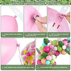 Amandir 140PCS Tropical Balloons Arch Garland Kit, Green Hot Pink Confetti Latex Balloons Palm Leaves for Tropical Hawaii Flamingo Birthday Baby Shower Wedding Party Decorations Supplies