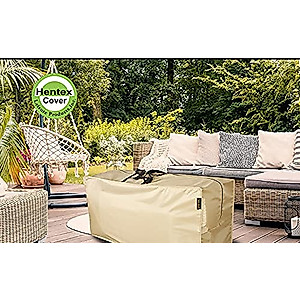 Hentex Outdoor cushion storage bag Waterproof Dustproof Patio Cushion Storage Bag with Zipper and Handle large Duffle Bag Garden Furniture Cushion Carrying Bag PVC free 48" L×16" W×22" H (Beige)