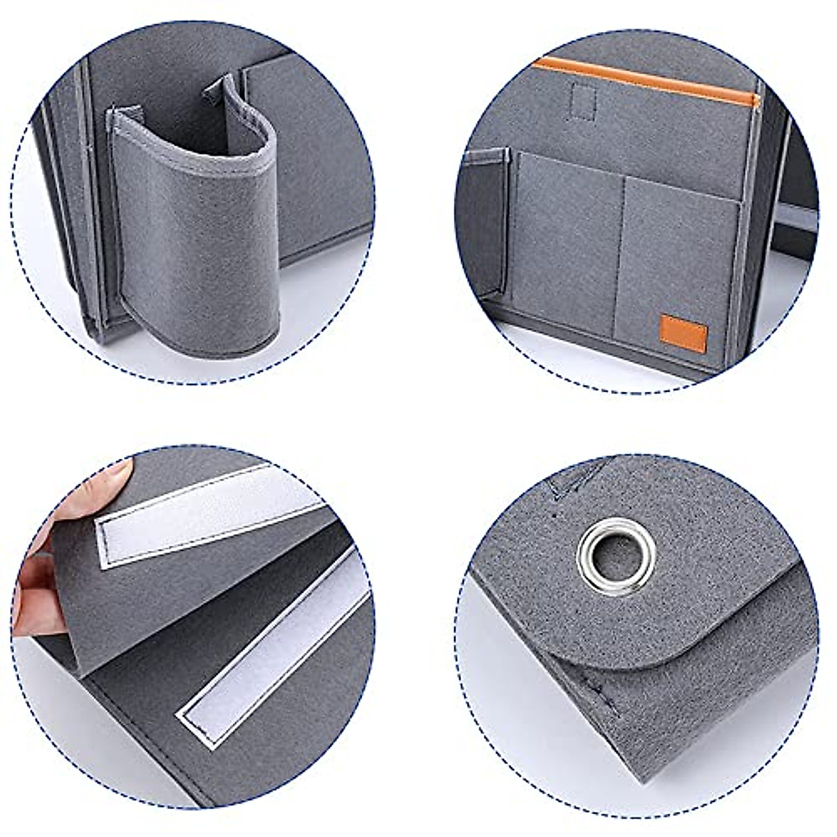 Bedside Caddy Hanging Bed Organizer Storage Bag Pocket for Bunk and Hospital Beds, College Dorm Rooms Baby Bed Rails,Camp (Gray)