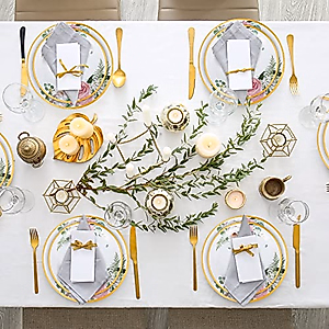 Aneco 60 Pieces Floral Paper Plates Set Disposable Party Plates 30 Pieces 7 Inch Dessert Plates and 30 Pieces 9 Inch Dinner Plates for Party, Birthday, Baby Shower