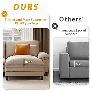 Neoriver Convertible Sectional Couch with Ottoman, Modern 2 Seater Loveseat Cloud Couch, L Shaped Deep Seat Sofa Furniture Modular Set for Living Room Apartment Office, Beige