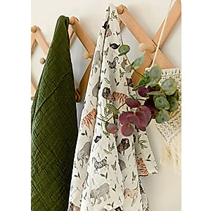 Little Jump Bamboo Muslin Swaddle Blankets - 2 Pack Jungle & Green - Softest Baby Receiving Blankets for Boys and Girls (Jungle & Green)