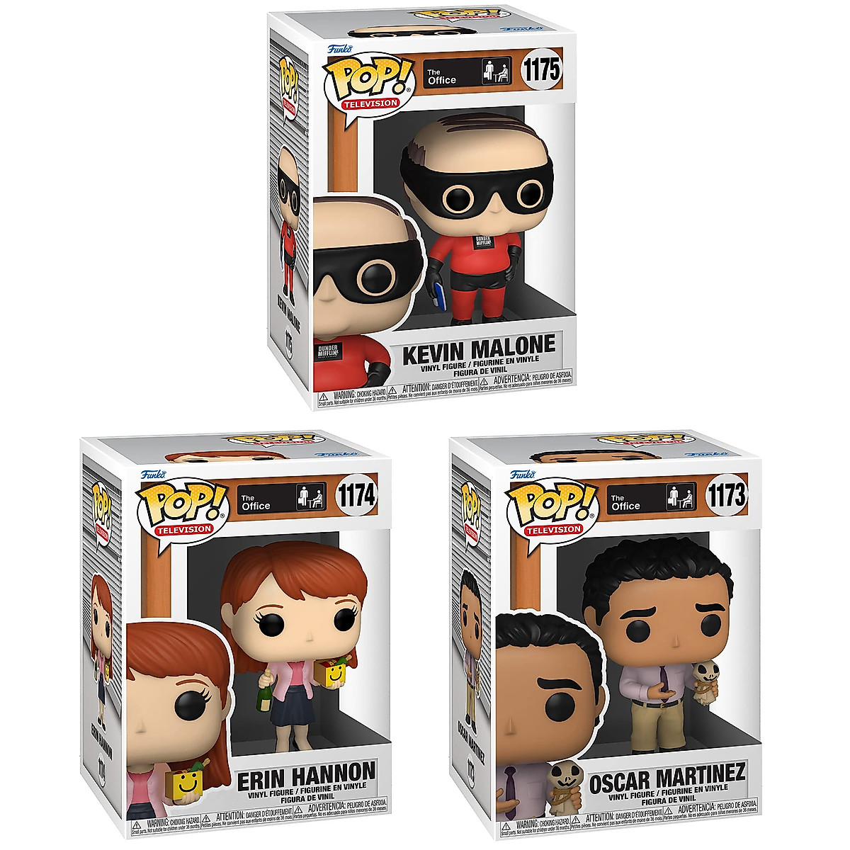 Funko TV: POP! The Office Collectors Set 4 - Erin with Happy Box & Champagne, Kevin as Dunder Mifflin Superhero, Oscar with Scarecrow Doll