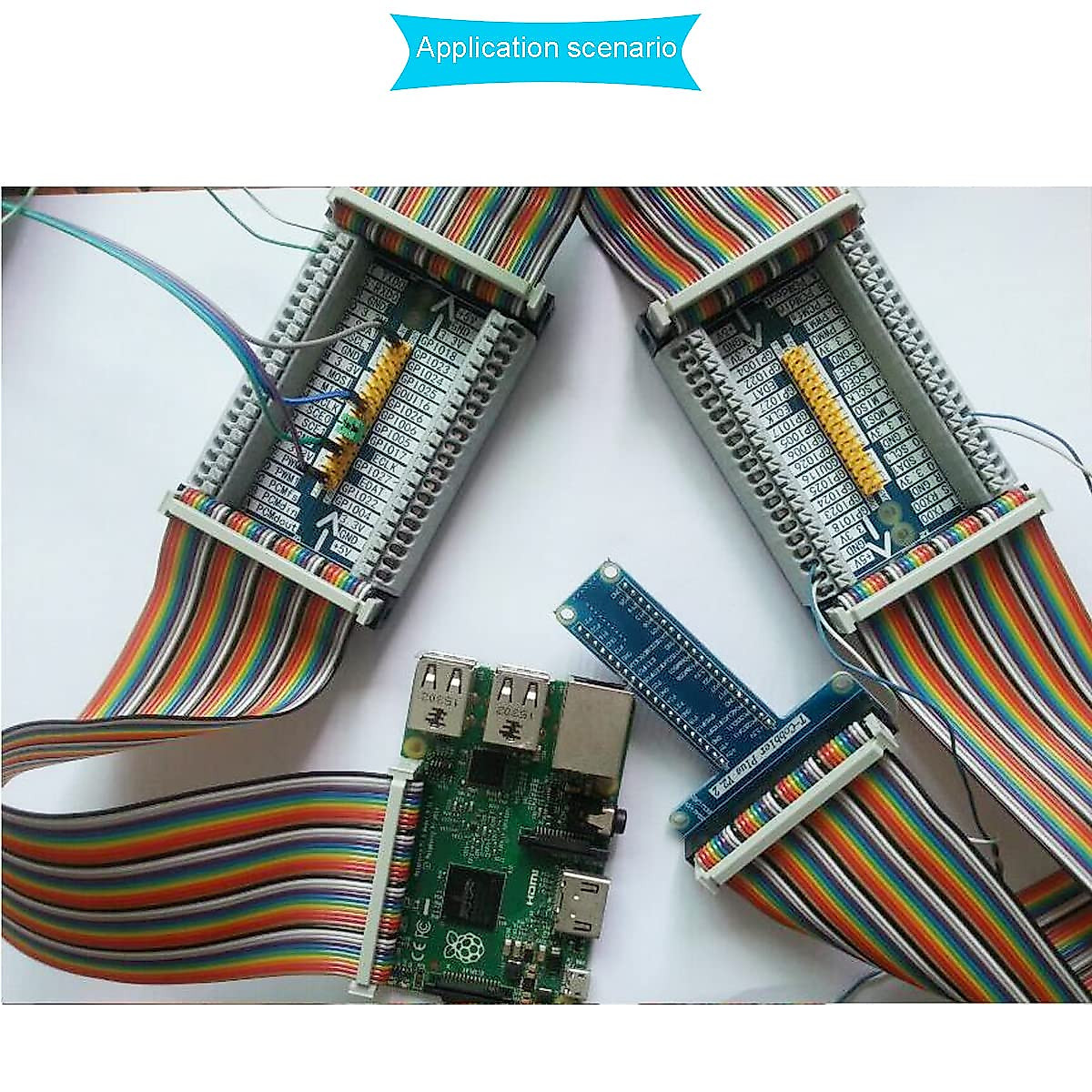 DKARDU Cascade Expansion Board Module 40-pin+40 Pin Female - Female Rainbow Ribbon Cable with Dupont Cable for Raspberry Pi 4/3/2/1