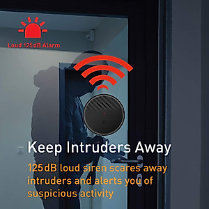 EverNary Window Vibration Alarm,125dB Loud Ultra-Slim Anti-Theft Alarm for Door and Window Glass Break Sensor Alert with Adjustable Sensitivity (5, Black)