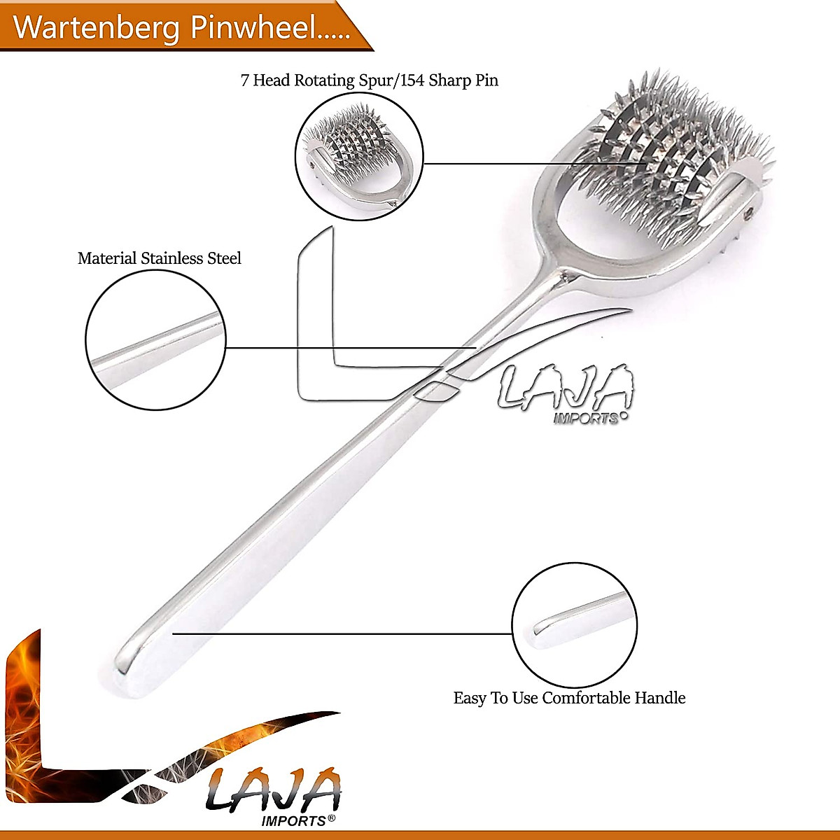 Laja Imports 4 Pcs Set Diagnostic Neurologic Wartenberg Sensory Testing Pinwheel Stimulator for Educational Use