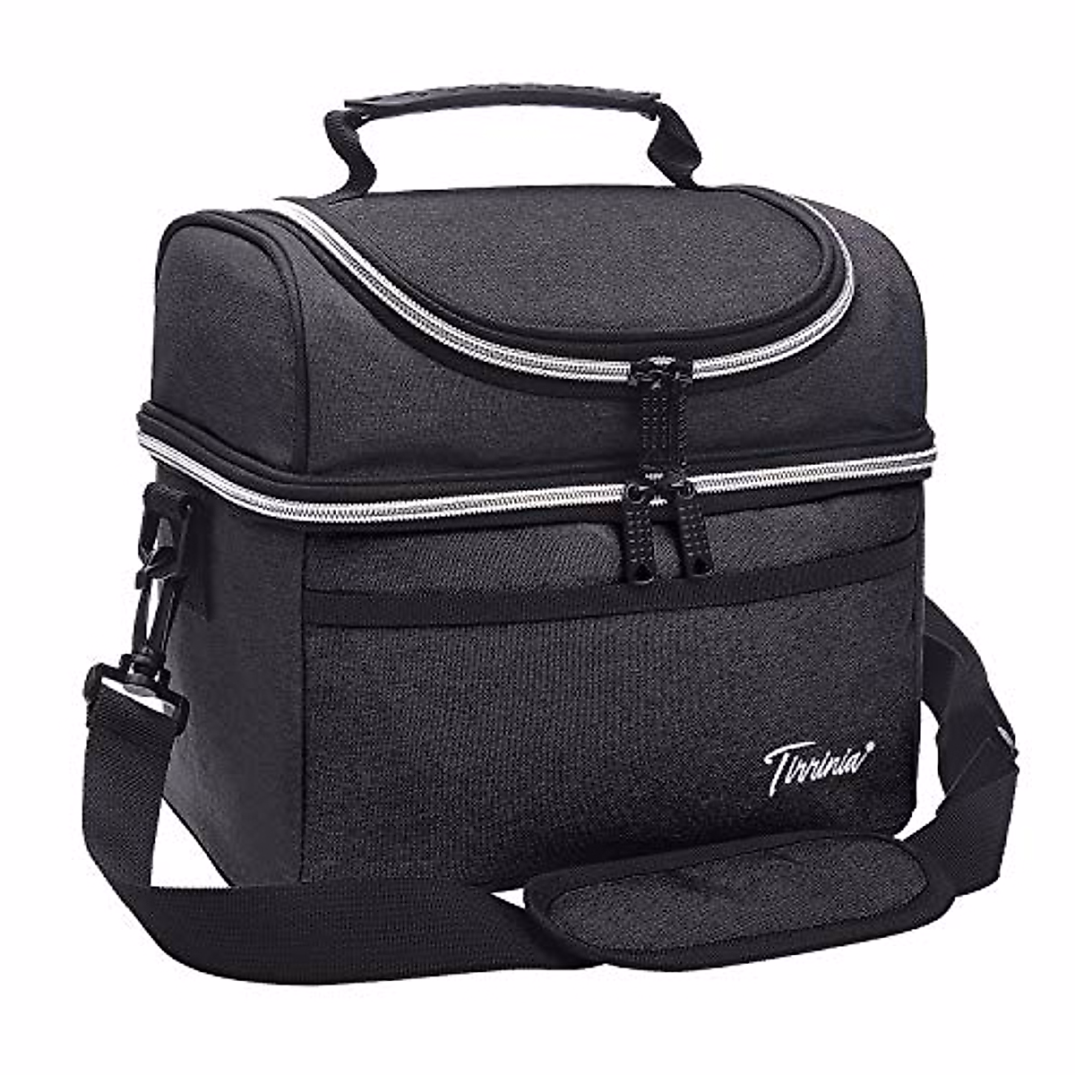 Tirrinia Insulated Lunch Bag, Leakproof Thermal Bento Lunch Box Tote for Women, Men, Adults Work Office Cooler Bag, 10.2" x 7.5" x 9", Black