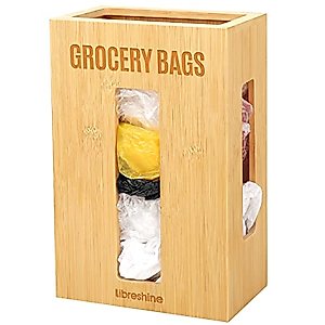 Libreshine Extra Large Grocery Bag Organizer Under Sink, Plastic Bag Holders for Grocery Bags Cabinet, Bamboo Grocery Bag Holder Wall Mount