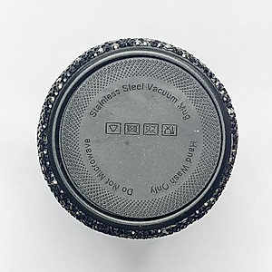 Cupcupmore 12 oz Bling Black Rhinestone Stainless Steel Coffee Tumbler,Shiny Travel Insulated Coffee Mug with Lid, Reusable Spill Proof Coffee Cup,Portable Thermal Mug for Hot and Cold