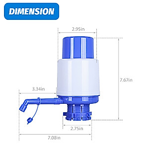 2 Pack Portable Manual Water Pump 5 Gallon, Water Jug Dispenser Bottle Pump Drinking Water Pump with an Extra Short Tube and Cap Fits Most 2-6 Gallon Water Coolers