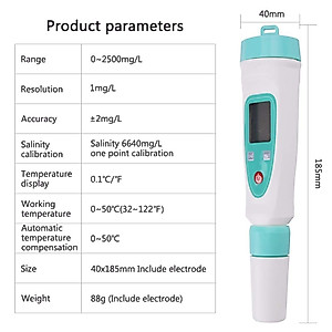 Y-LKUN Water Quality Meter Digital Salinity PPM Meter for Salt Water Pool Food Salt Salty Brine Meter Hydrometer Aquarium Tester Measuring Tool Moisture Meter