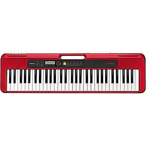 Casio CT-S200 61-Key Digital Piano Style Portable Keyboar, 48 Note Polyphony and 400 Tones, Red with Headphones