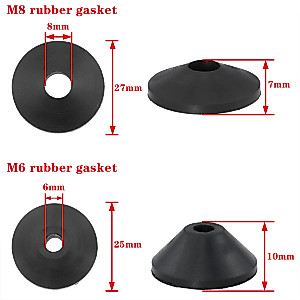 AYLIFU 12PCS Toilet Bolt Rubber Washers Conical Washers Toilet Tank Leakage Prevent Kit for Toilet Tank Repair (M6 6PCS+M8 6PCS)