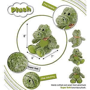 Puzzled DolliBu Plush Alligator Stuffed Animal - Soft Fur Huggable Green Alligator, Adorable Playtime Gator Plush Toy, Cute Wild Life Cuddle Gift for Kids & Adults - 8 Inch