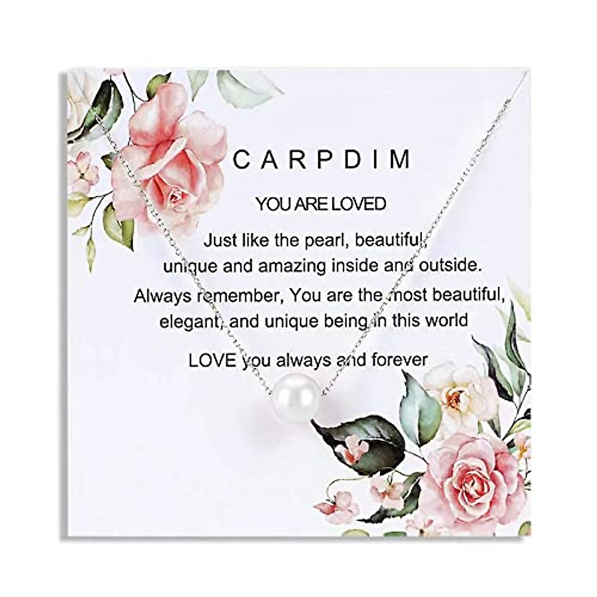 Pearl Pendant Necklace, Single pearl necklace for women adjustable length S925 sterling silver simple Handmade pearl Chain necklace as everyday jewlery Birthday Gift for women girls friends Mom