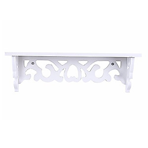 Ejoyous Floating Shelf Wall Mounted, Modern White Wooden Wall Display Shelves Wood Carved Cutout Design Storage Rack Organizer Chic Style for Home, Living Room, Bedding Room, Study, Kids Room, Office