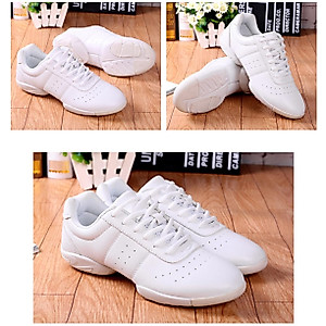 Fenlogft Women Ultra Comfortable Aerobic Cheer Sport Shoes - Training Competition Cheerleading Sneakers for Adults and Youth Girl (7,White)