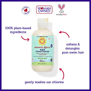 California Baby Swimmer's Defense Hair Conditioner | After Swim Kids Conditioner | Washes Out Chlorine | Softens & Detangles Hair | 100% Plant-Based | Allergy-Friendly | 251 mL / 8.5 oz.