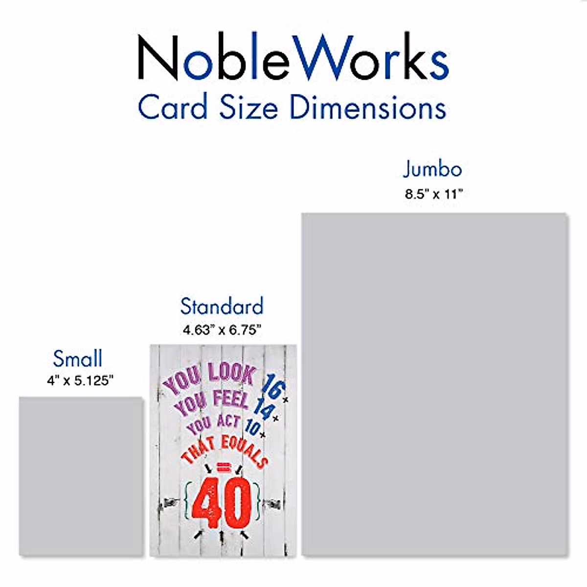 NobleWorks - 40th Birthday Card with Envelope - Funny Stationery Notecard for Birthdays, 40 Year Old Greeting - Age Equation 40 C7196MBG