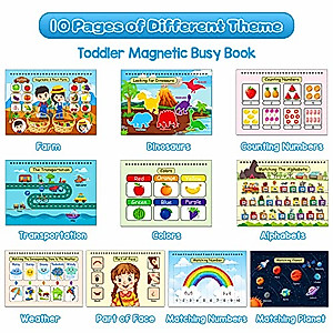 Magnetic Montessori Preschool Busy Book for Toddlers Age 3 4 Years Old, Preschool Learning Activities Binder Quiet Book, Kids Educational Travel Speech Therapy Autism Sensory Toy for Boys Girls