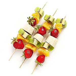 [200 Pack] 8" Bamboo Skewers BBQ Sticks for Shish Kabob, Fondue, Satay, Outdoor Grilling, Marshmallow, Appetizer, Fruit, Corn, Chocolate Fountain, Cocktail