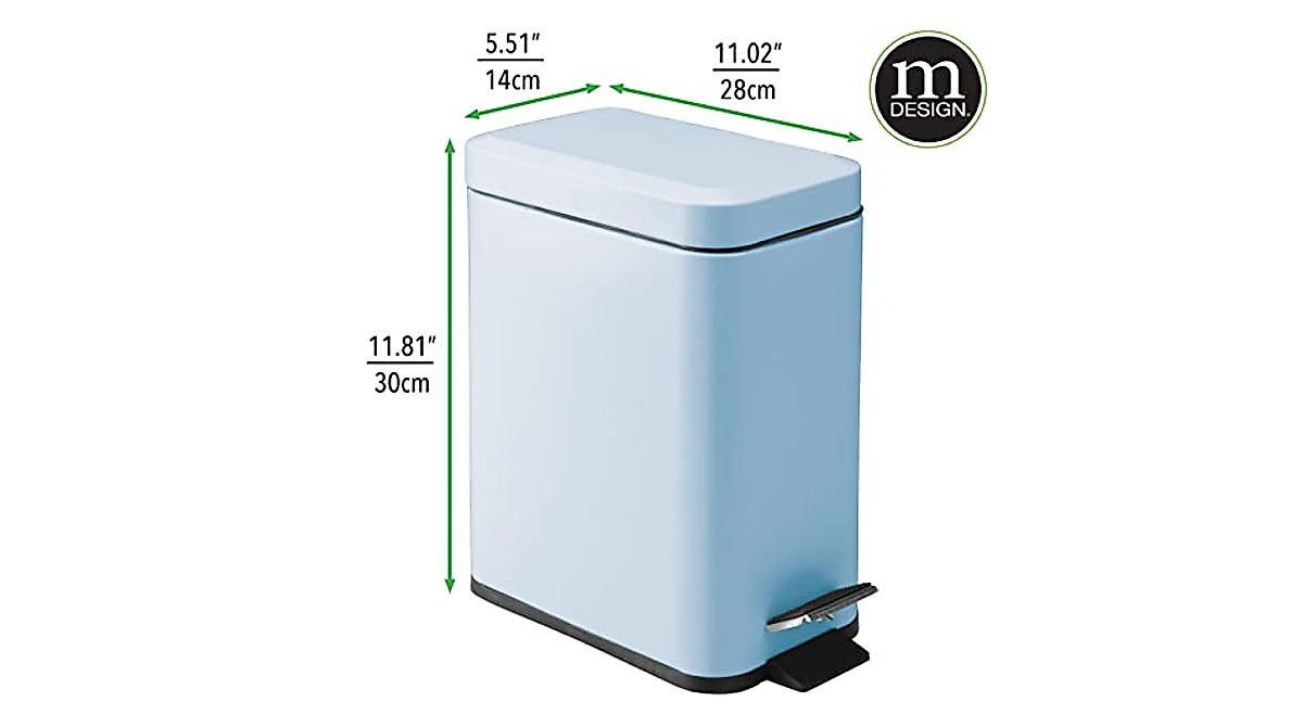 mDesign Compact Trash Can - Stylish & Functional