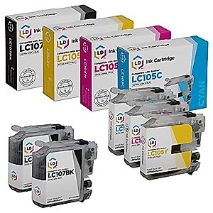LD Compatible Ink-Cartridge Replacements for Brother LC107 & LC105 Super High Yield (2 Black, 1 Cyan, 1 Magenta, 1 Yellow, 5-Pack)