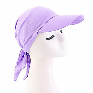 4 Pieces Womens Brim Bandana Scarf Cap Sun Visor with Pre-Tied Turban Headscarf Head Cover Scarf Wrap Beach Outdoor Hat