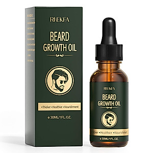 RNEKFA Beard Growth Oil With Biotin Caffeine Natural Beard Growth Serum for Men Promote Hair Regrowth Full Longer Thick Masculine Facial Hair Treatment Care 30ml