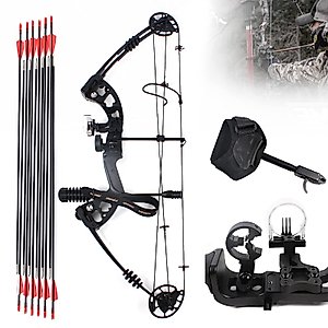30-60lbs Battleship Compound Bow and 12Pcs Arrows for Adults and Teens, Hunting Bow Youth Compound Bow Hunting Set, 24"-29.5" Draw Distance, Up to IBO 310 fps, USA Stock