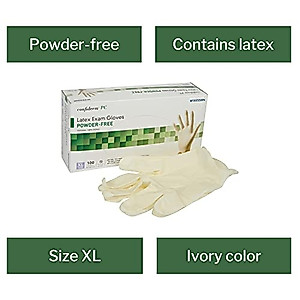 McKesson Confiderm PC Latex Exam Gloves - Powder-Free, Ambidextrous, Textured, Non-Sterile - Ivory, Size XL, 100 Count, 1 Box