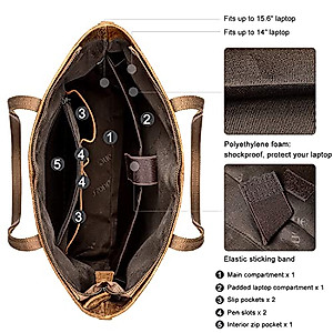 S-ZONE Women Vintage Genuine Leather Tote Bag Large Shoulder Purse with Clutch Bag