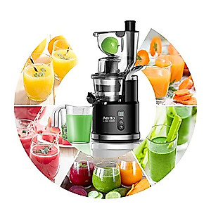 Aeitto Slow Juicer, Slow Masticating Juicer Machine with Big Wide 81mm Chute 900 ml Juice Cup, Cold Press Juicer for Nutrient Fruits and Vegetables, Juicer Machine BPA-Free, Easy to Clean