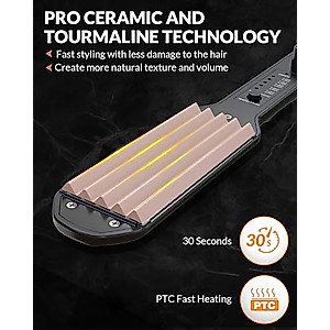 Dmriektu Hair Crimper for Volumizing Fluffy Hairstyle, Crimper Hair Iron with Ceramic Plates, Crimping Iron Tool for Women Girls Hair Waver Dual Voltage, Auto Off