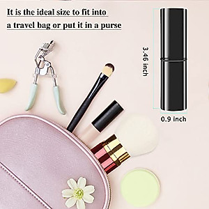 Falliny 2 Pack Retractable Kabuki Makeup Brush, Travel Face Blush Brush, Portable Powder Brush with Cover for Blush, Bronzer, Buffing, Flawless Powder Cosmetics