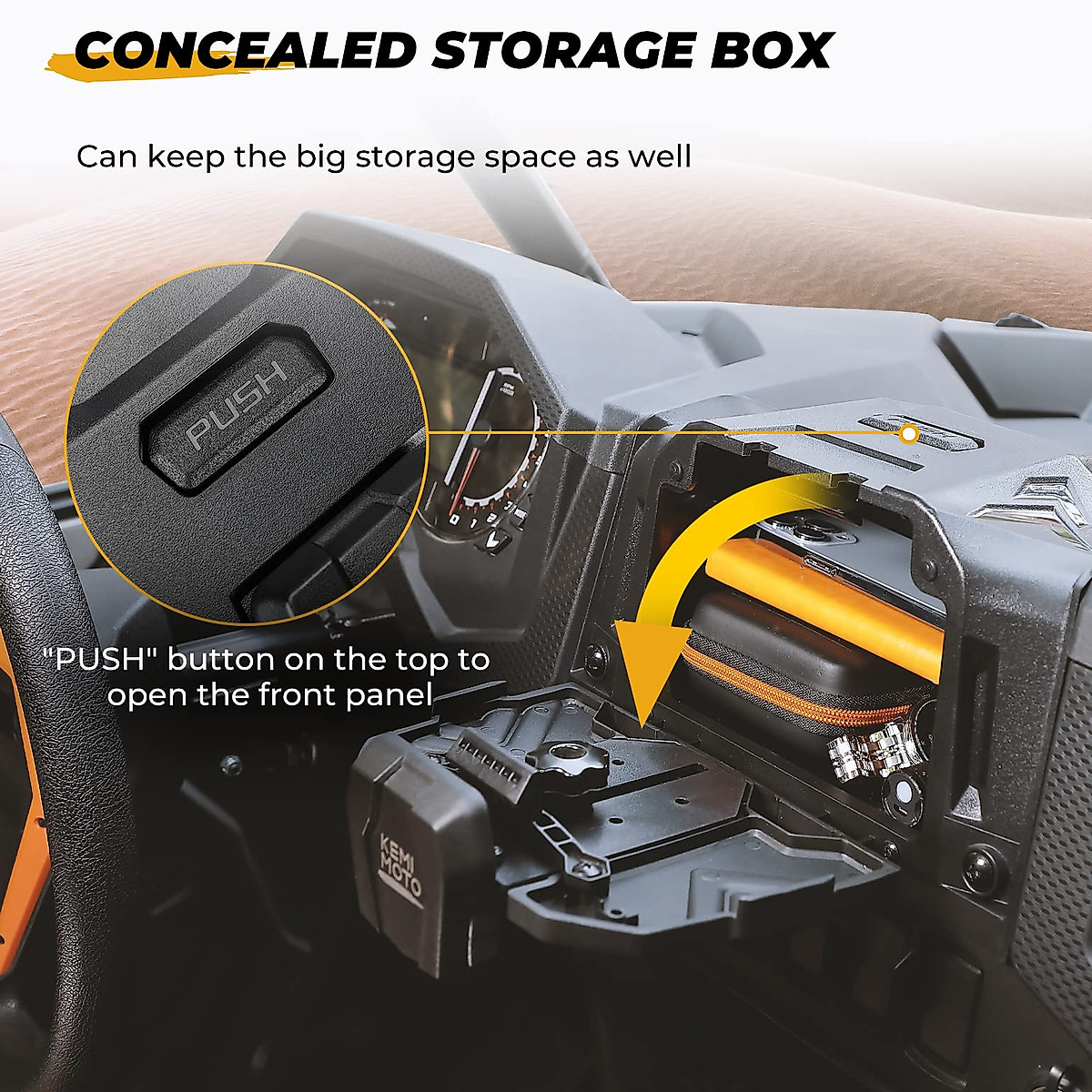 KEMIMOTO Electric Device GPS Mount Storage Box Compatible with 2019-2023 Polaris RZR XP Turbo RZR XP 1000 Accessories RZR Tablet Mount RZR Phone Mount Extra Space Adjustable Navigation Tablet Holder