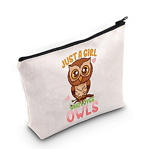 LEVLO Funny Owl Cosmetic Bag Animal Lover Gift Just A Girl Who Loves Owls Makeup Zipper Pouch Bag Owl Lover Gift (Who Loves Owls)