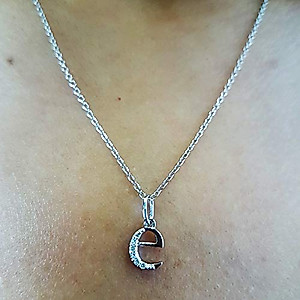 Dazzlingrock Collection 0.05 Carat (ctw) 14K Diamond Lowercase Letter 'e' Initial Pendant, White Gold