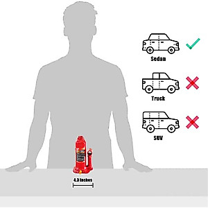 Torin T90413 Big Red Hydraulic Bottle Jack with Carrying Case, 4 Ton (8,000 lb) Capacity